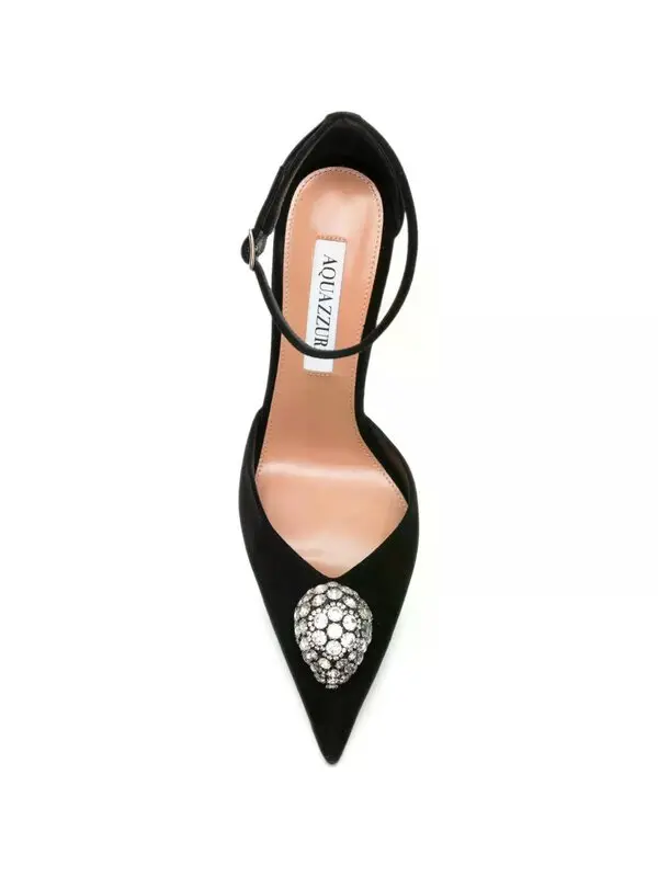 AQUAZZURA Crystal-embellished Suede Pumps