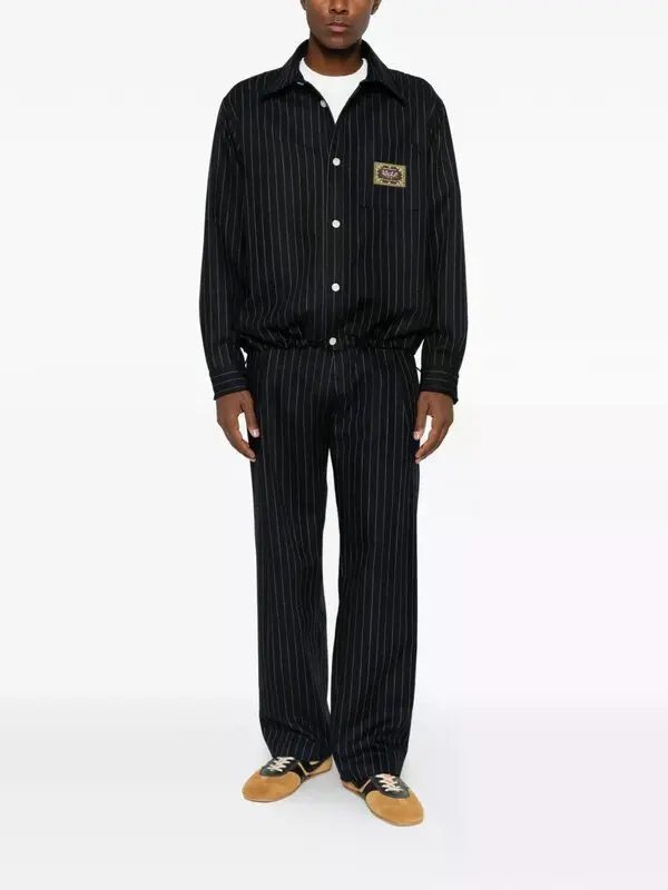 Drole De Monsieur Pinstripe-pattern Patch-detail Shirt