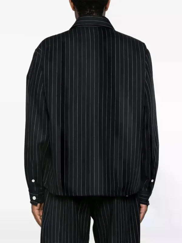 Drole De Monsieur Pinstripe-pattern Patch-detail Shirt