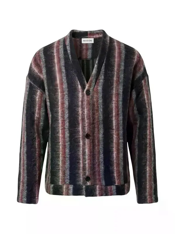 MOOD Striped Brushed-finish Cardigan