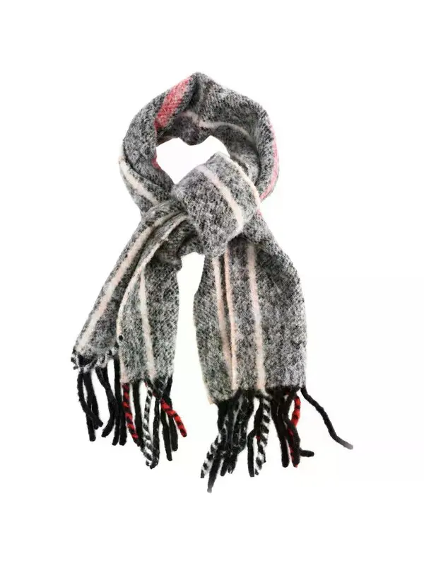 VIVIENNE WESTWOOD Check-pattern Fringed Scarf - Grey