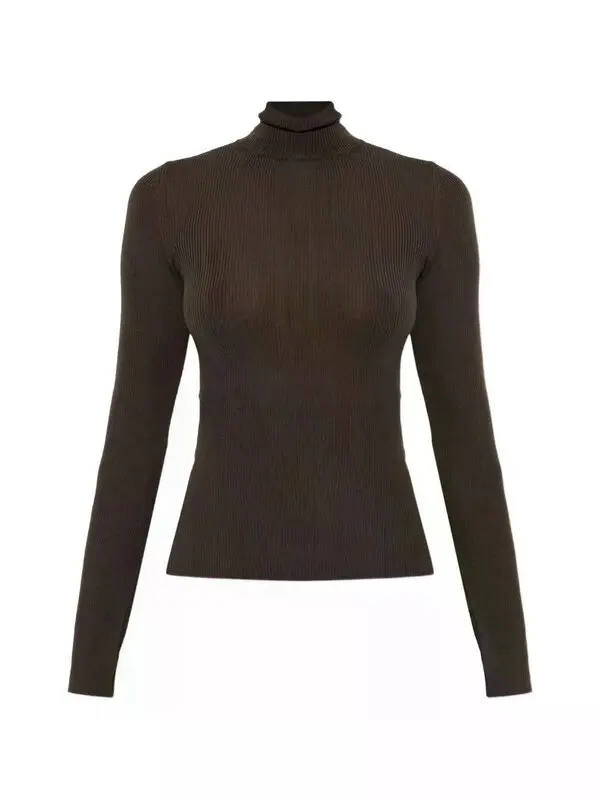 Max Mara Wool Yarn Polo-neck Sweater Mud - Brown