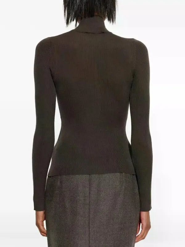 Max Mara Wool Yarn Polo-neck Sweater Mud