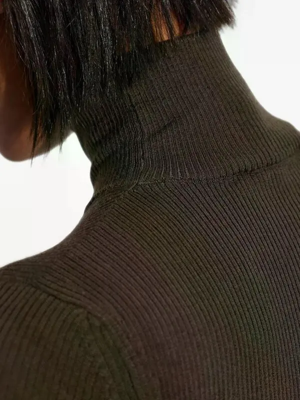 Max Mara Wool Yarn Polo-neck Sweater Mud