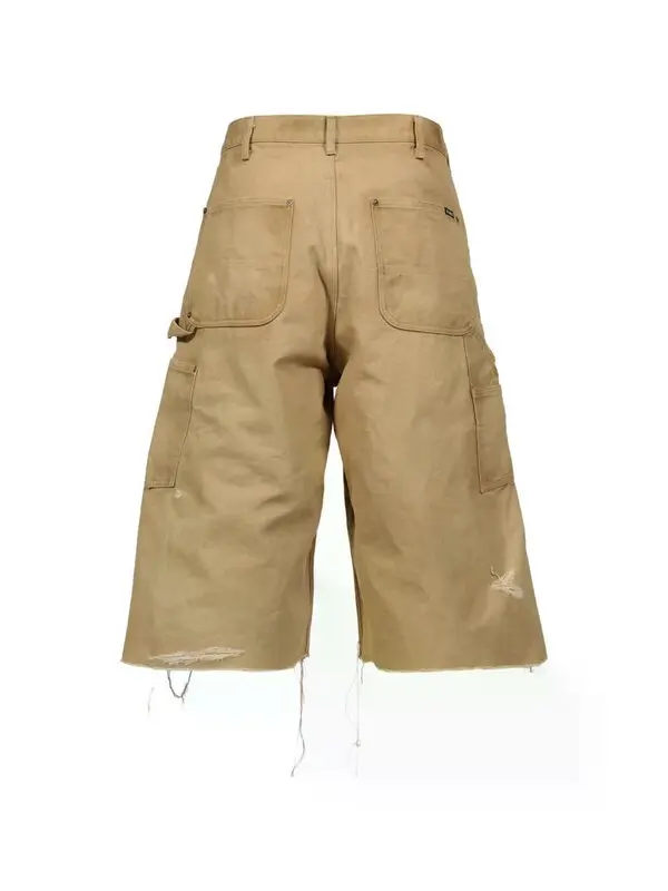 KAMIYA Boro Duck Distressed Duck-canvas Bermuda Shorts