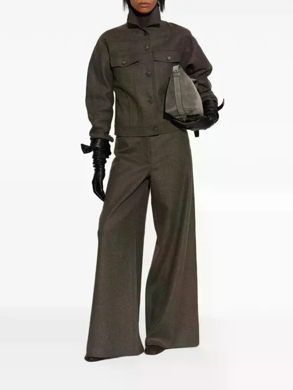Max Mara Felted Wool Wide-leg Trousers Grey