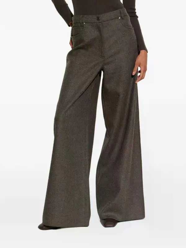 Max Mara Felted Wool Wide-leg Trousers Grey
