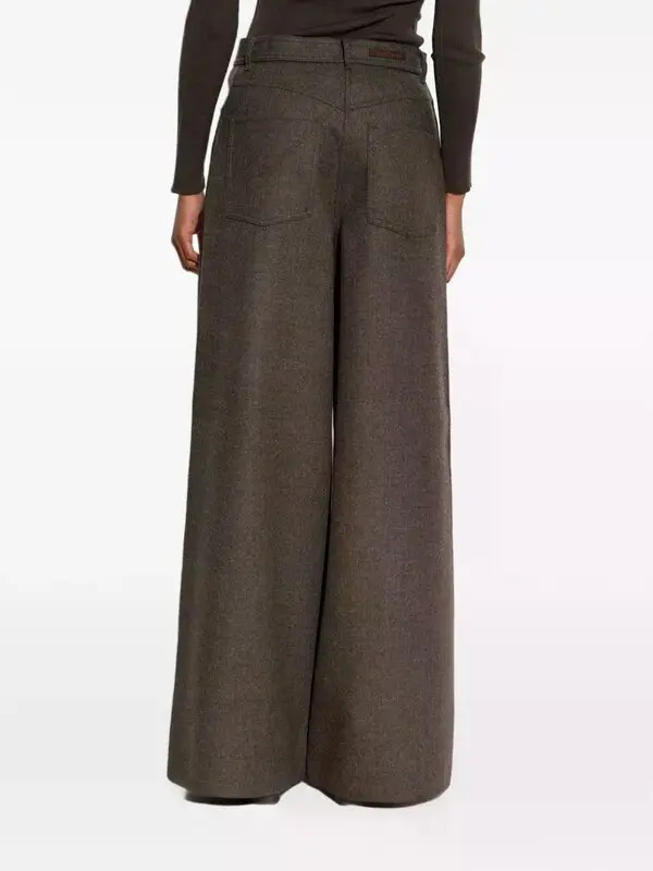 Max Mara Felted Wool Wide-leg Trousers Grey
