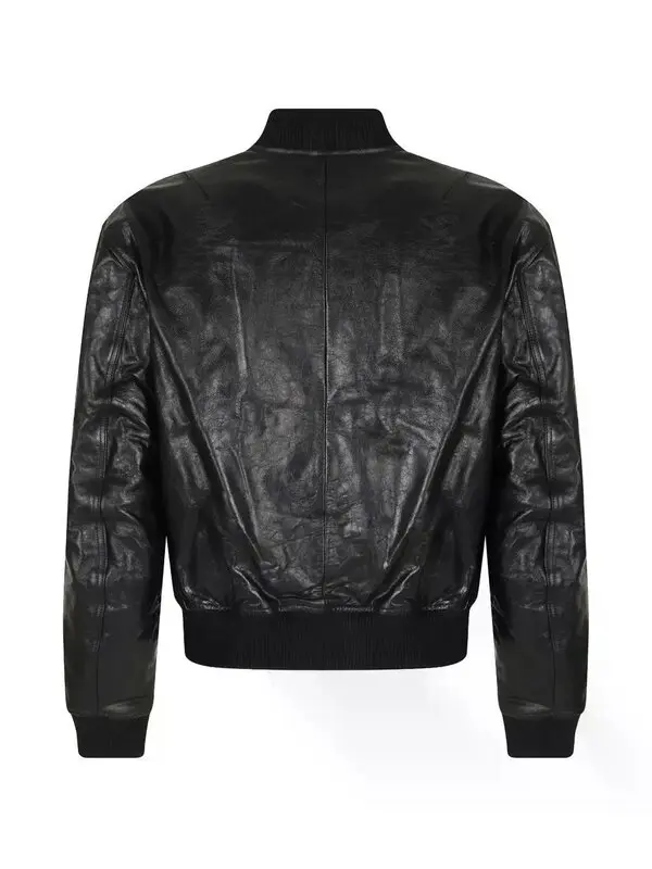 SUNFLOWER Ribbed-trim Leather Jacket