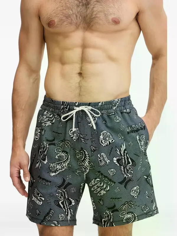 HURLEY Boardshort Graphic-print Drawstring Swim Shorts
