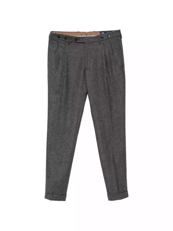 BERWICH Barber Herringbone-pattern Wool Trousers