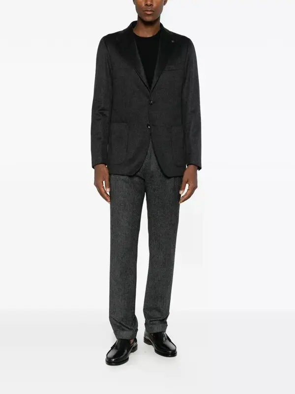 BERWICH Barber Herringbone-pattern Wool Trousers