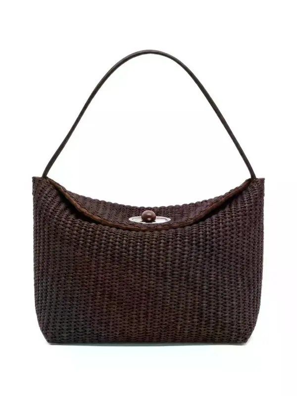 Christopher Esber Mini Turnlock Raffia Shoulder Bag