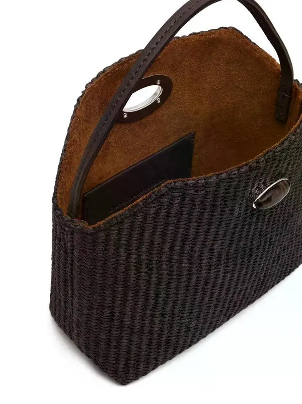 Christopher Esber Mini Turnlock Raffia Shoulder Bag