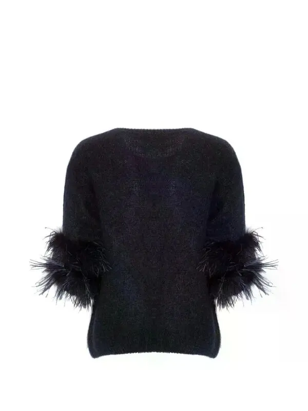 Pho Firenze Feather-trim Short-sleeve Cardigan