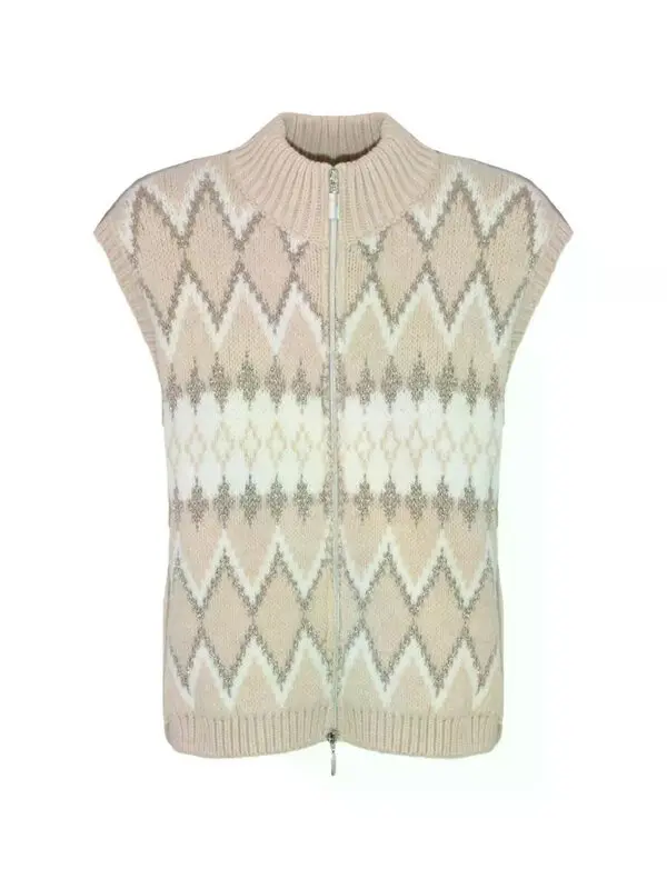 Pho Firenze Jacquard-knit Zip-up Waistcoat - Neutrals