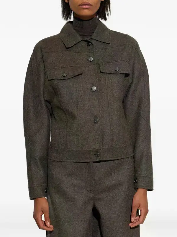 Max Mara Felted Wool Trucker Jacket Grey