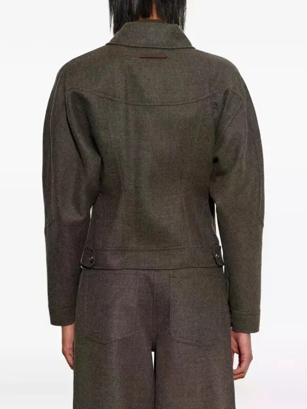 Max Mara Felted Wool Trucker Jacket Grey