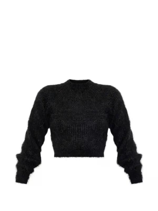 Max Mara Mélange Mohair Cropped Jumper Dark - Grey