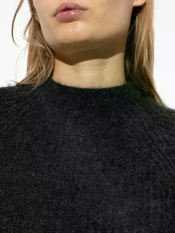 Max Mara Mélange Mohair Cropped Jumper Dark - Grey