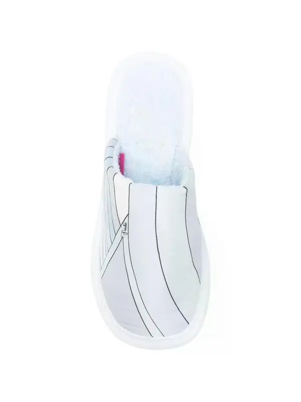 Emilio Pucci Marmo-print Silk Slippers - Blue