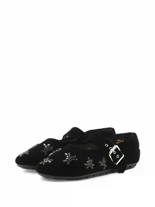 Simone Rocha Crystal-embellished Buckle-strap Ballet Flats