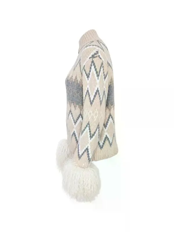 Pho Firenze Jacquard-knit Faux-fur Cardigan