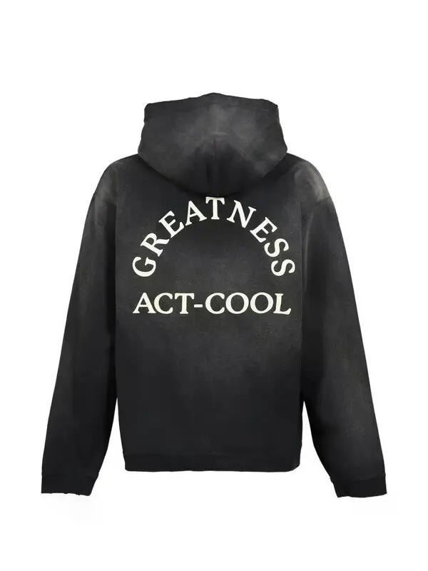 KAMIYA Greatness Act-cool Embroidered Aged-effect Hoodie - Black
