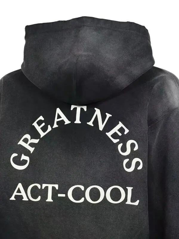 KAMIYA Greatness Act-cool Embroidered Aged-effect Hoodie