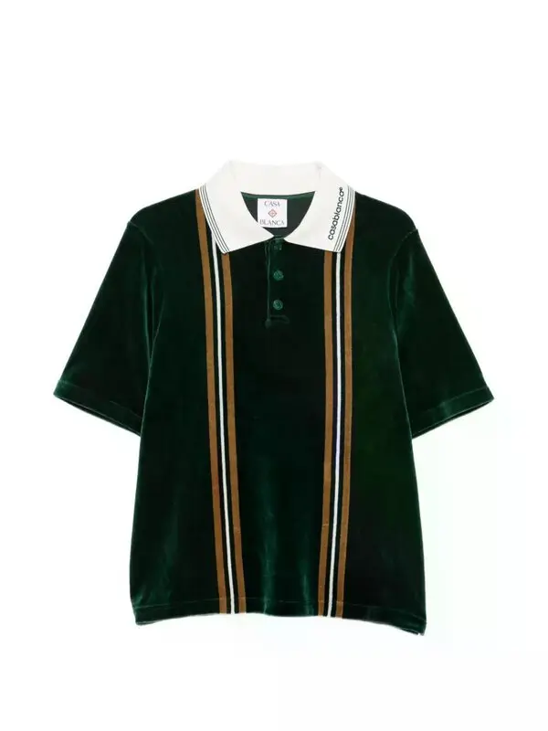 Casablanca Vertical-stripe Velvet Polo Shirt