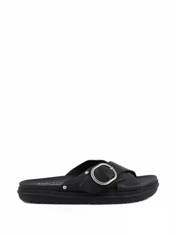 EMU AUSTRALIA Ebony Buckle-detail Crossover-strap Slides