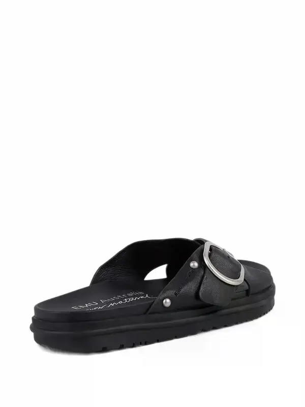 EMU AUSTRALIA Ebony Buckle-detail Crossover-strap Slides