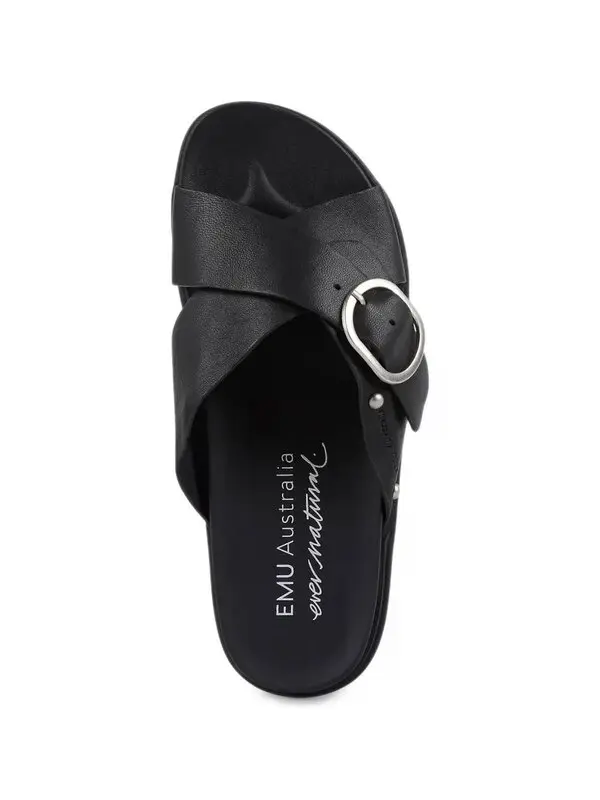 EMU AUSTRALIA Ebony Buckle-detail Crossover-strap Slides