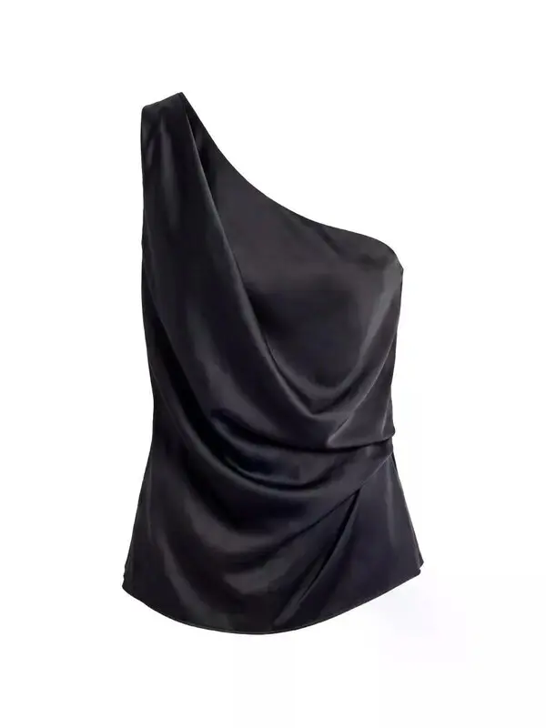 THE SEI Draped One-shoulder Top - Black
