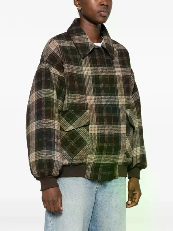 NINA 14.7 Check Oversized Bomber Jacket