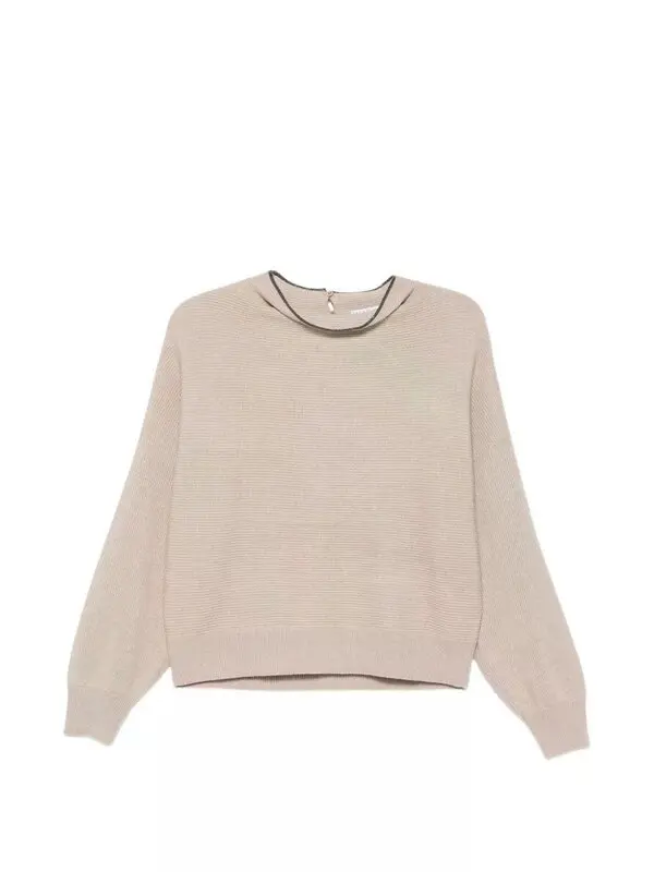 Brunello Cucinelli Monili-trimmed Ribbed-knit Sweater