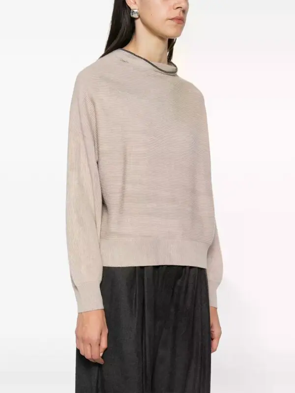 Brunello Cucinelli Monili-trimmed Ribbed-knit Sweater