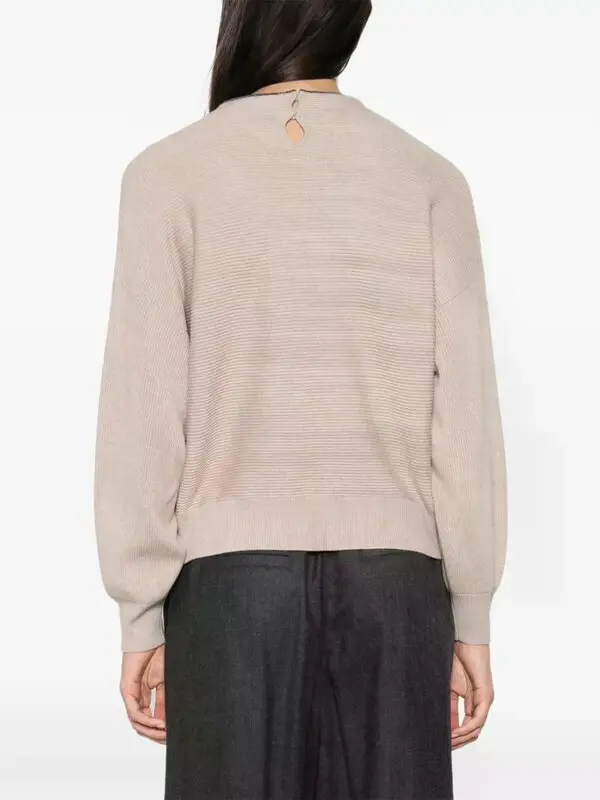 Brunello Cucinelli Monili-trimmed Ribbed-knit Sweater