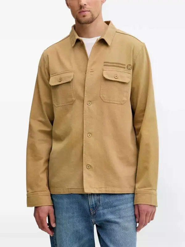 Hurley Logo-print Button-up Overshirt - Brown