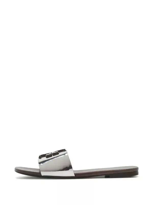 Tory Burch Ines Patent-leather Flat Sandals - Silver