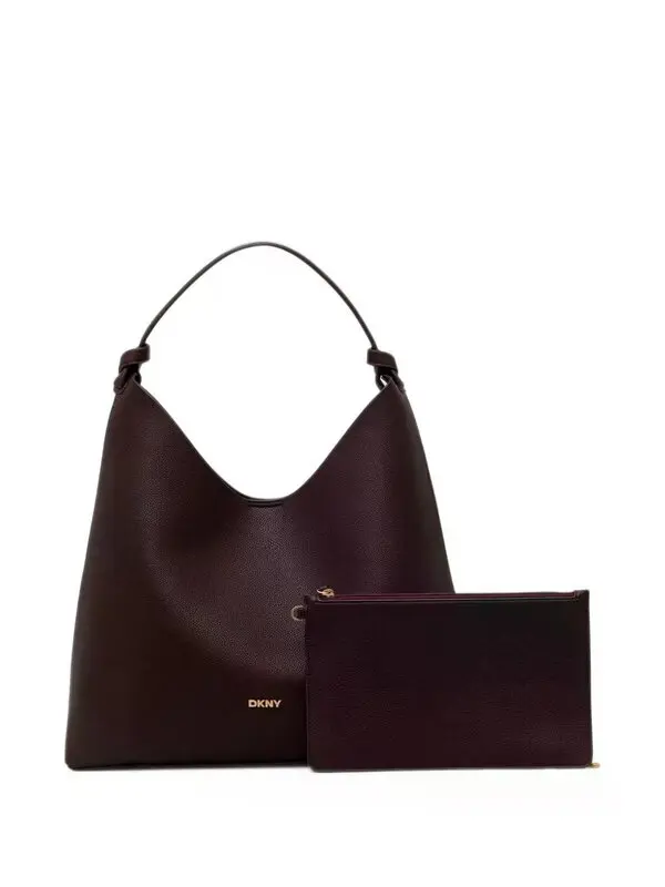 Dkny Pebbled Logo-plaque Shoulder Bag - Red