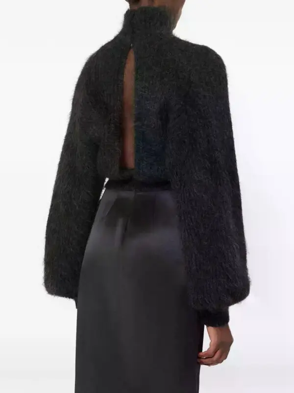 Max Mara Mélange Mohair Yarn Jumper Dark Grey