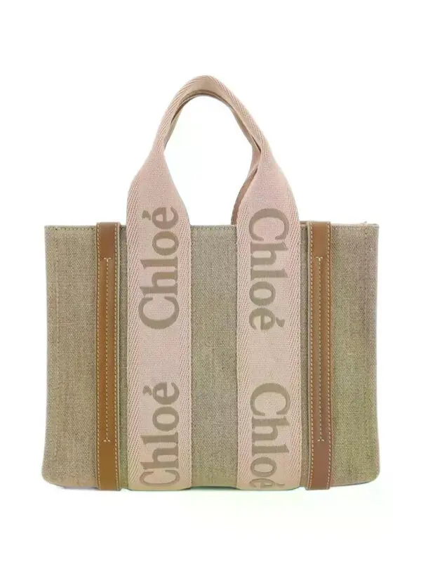 CHLOÉ Small Woody Tote Bag In Linen
