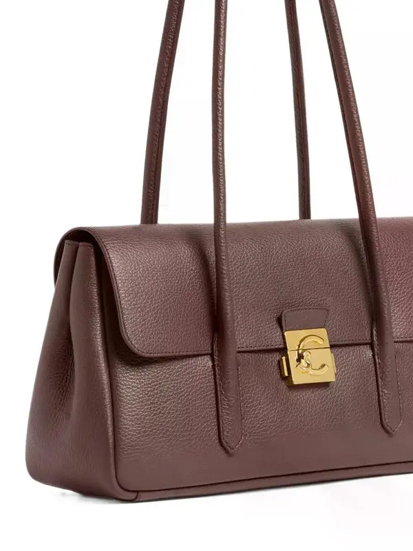 COCCINELLE Large Logo-plaque Pebbled Shoulder Bag