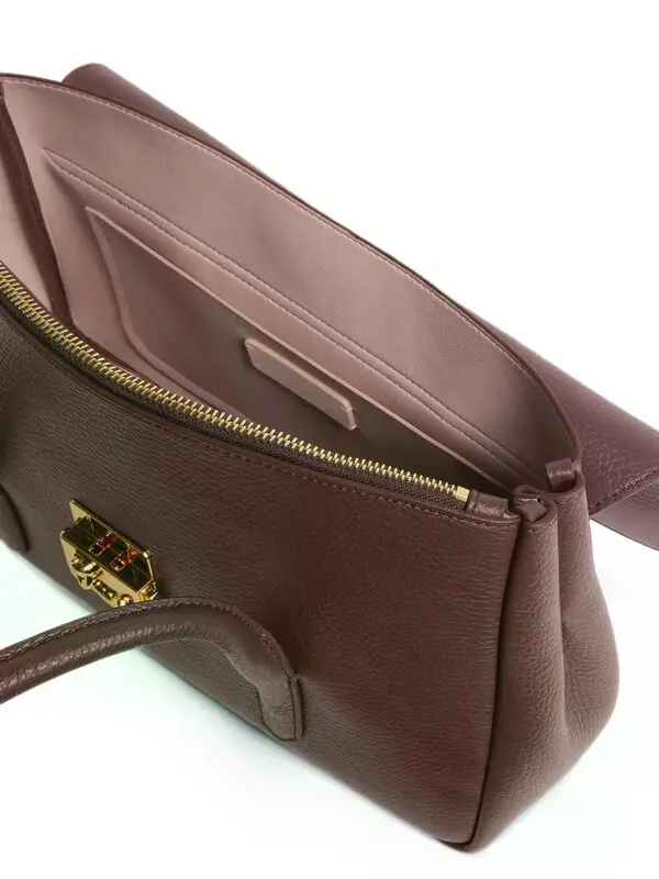 COCCINELLE Large Logo-plaque Pebbled Shoulder Bag