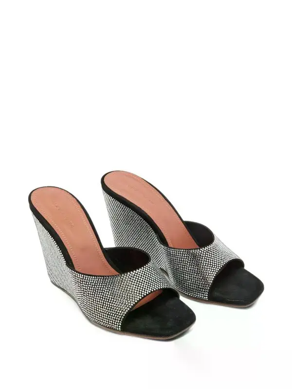Amina Muaddi Lupita Crystal-embellished Wedge Sandals - Silver