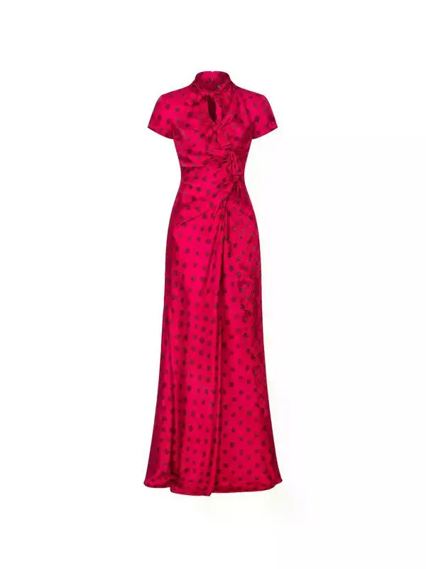 Saloni Kelly Polka-dot Jacquard Maxi Dress