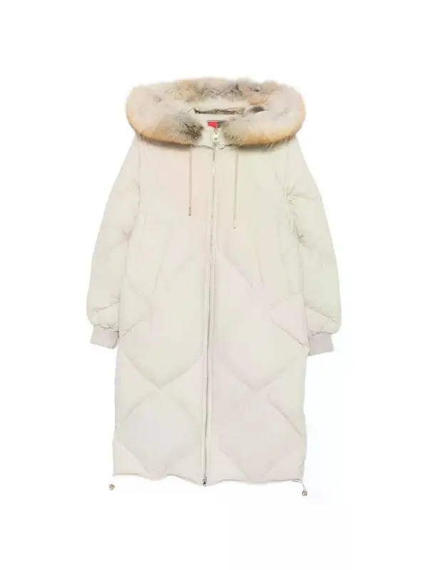 SEA WING Fur-trim Diamond-quilted Coat - Neutrals