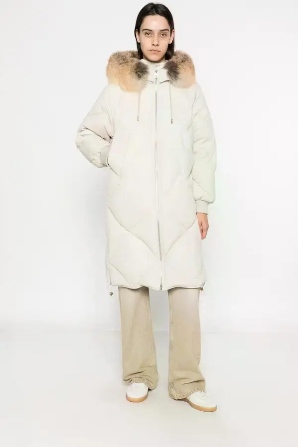 SEA WING Fur-trim Diamond-quilted Coat