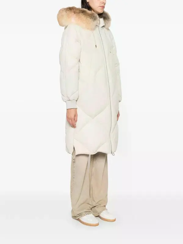 SEA WING Fur-trim Diamond-quilted Coat